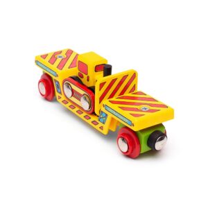 Bigjigs Rail Wooden Bulldozer Low Loader - Most Other Major Wooden Rail Brands are Compatible