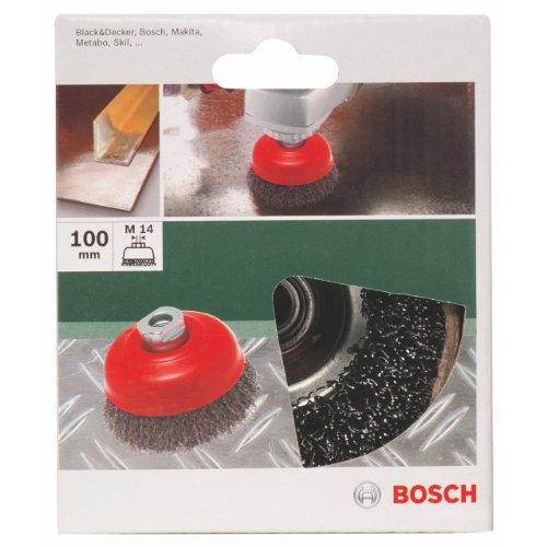 Bosch 2609256502 100 mm M14 Wire Cup Brush Crimped Wire