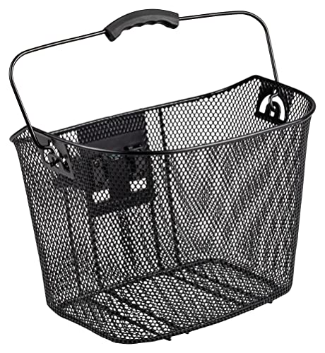 Schwinn Quick Release Wire Basket, Easy Assembly Fits Most Adult Bike Handlebars, Weather Resistant, Durable, With Top Folding Handle, Mounting Hardware Included, Bicycle Accessories, Black.