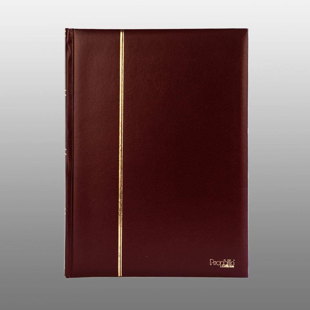 Prophila Stamp Album Stockbook 60 White Sides, Padded Red Cover