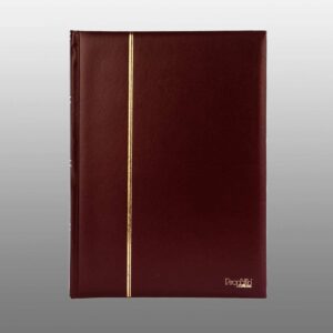 Prophila Stamp Album Stockbook 60 Black Sides, Leatherette Padded Red Cover