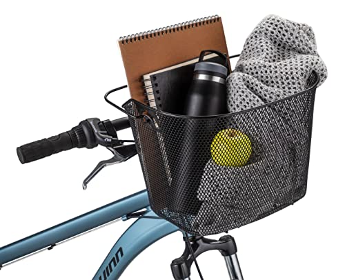 Schwinn Quick Release Wire Basket, Easy Assembly Fits Most Adult Bike Handlebars, Weather Resistant, Durable, With Top Folding Handle, Mounting Hardware Included, Bicycle Accessories, Black.