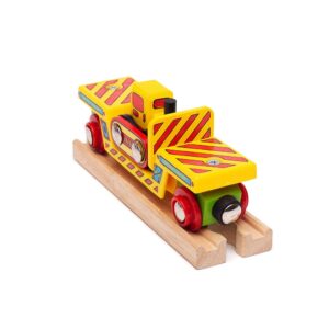 Bigjigs Rail Wooden Bulldozer Low Loader - Most Other Major Wooden Rail Brands are Compatible