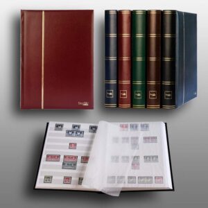 prophila stamp album stockbook 60 white sides, padded red cover