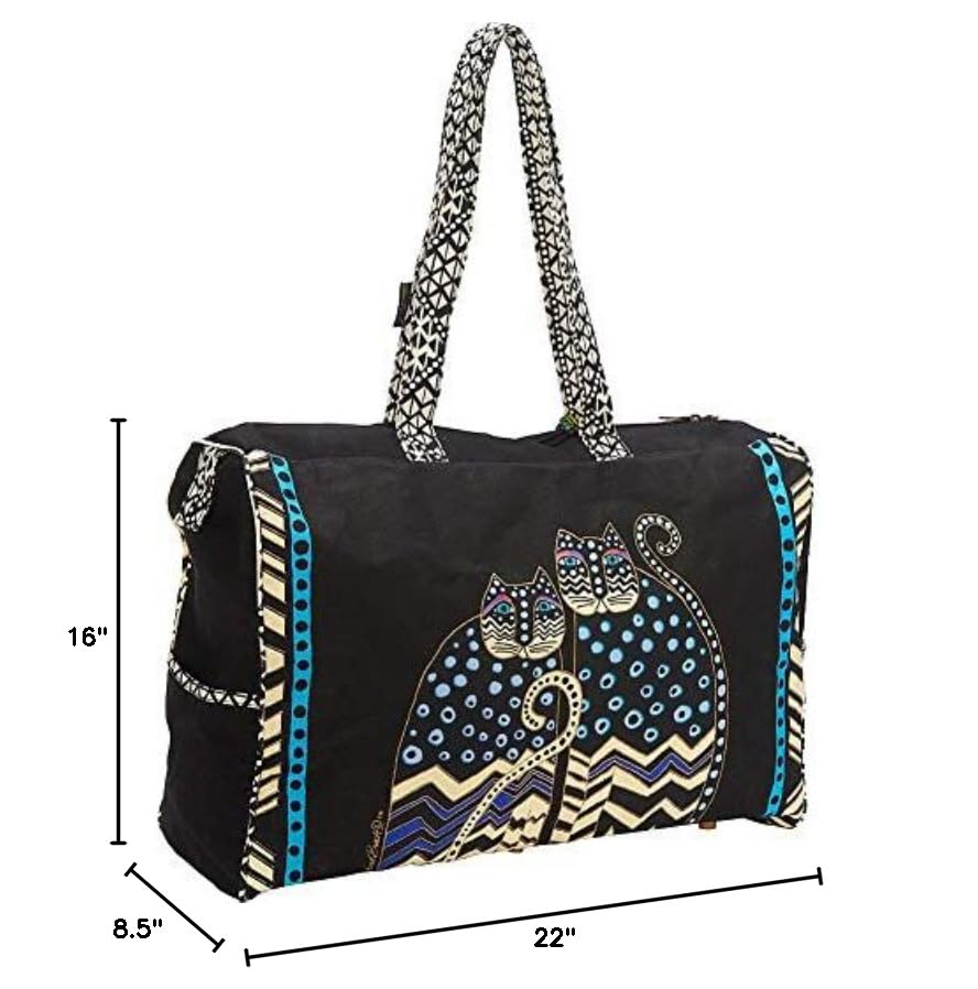 Laurel Burch Travel Bag with Zipper Top, Spotted Cats