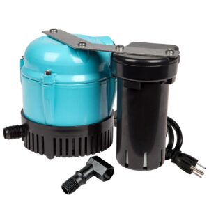 little giant 1-abs 115-volt, 1/150 hp, 205 gph automatic shallow pan condensate removal pump for ceiling mounted air conditioners or dehumidifiers, black/blue, 550521