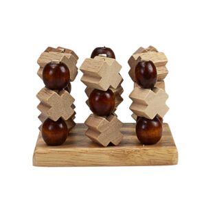 STERLING Games 3D Tic Tac Toe Wooden Strategy Game for Kids & Adults, A Brain Teaser and Classic Family Tic Tac Toe Puzzle Game