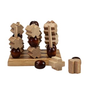 STERLING Games 3D Tic Tac Toe Wooden Strategy Game for Kids & Adults, A Brain Teaser and Classic Family Tic Tac Toe Puzzle Game