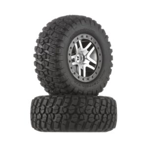 traxxas 6873 b.f. goodrich mud terrain t/a km2 tires on chrome slash wheels, 4 x 4