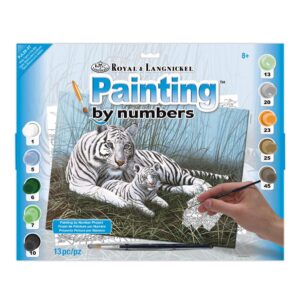 royal & langnickel painting by numbers junior large art activity kit, white tigers in the mist