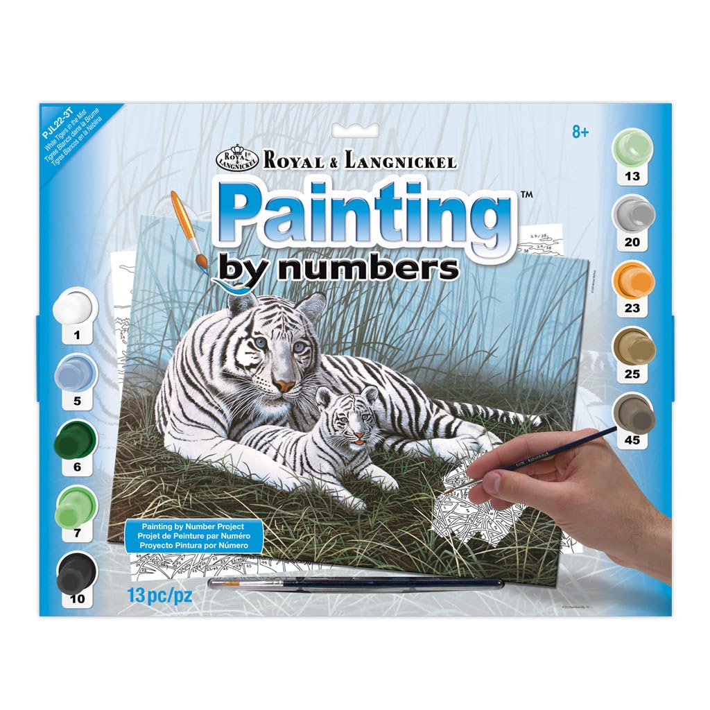 Royal & Langnickel Painting by Numbers Junior Large Art Activity Kit, White Tigers in The Mist