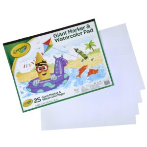 Crayola Giant Marker and Watercolor Pad, Kids Art Supplies, Gift , White includes 1 Pad (25 sheets)