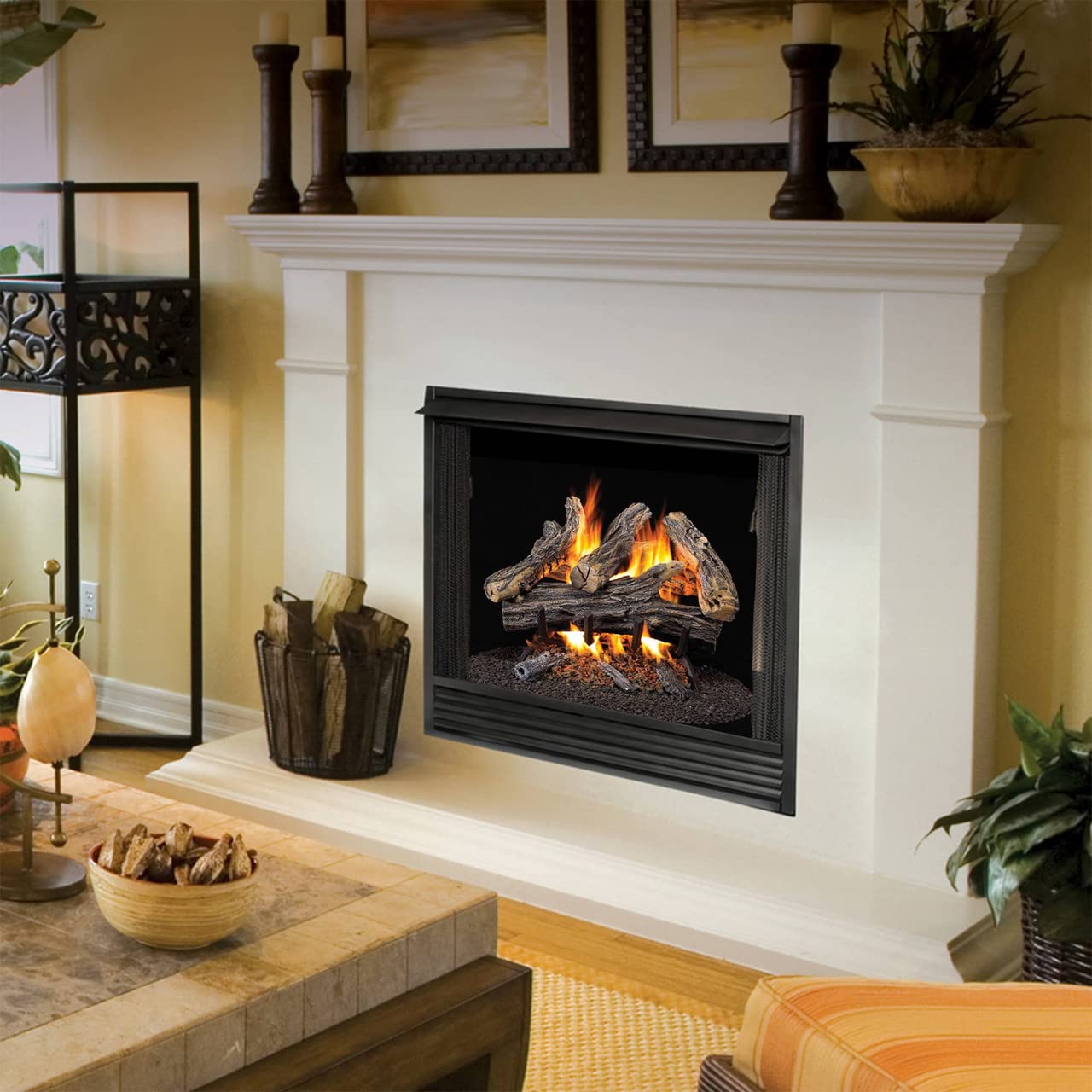 ProCom WAN18N-2 Natural Gas Vented Fireplace Logs Set with Match Light, 45000 BTU, Heats up to 1650 Sq. Ft, Realistic Painted, 18 Inches