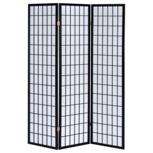 Carrie 3-Panel Folding Screen, Black and White