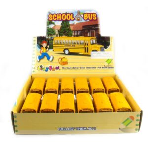 kinsfun classic long nose school bus 5" die cast metal w/ pull back action 12 pack