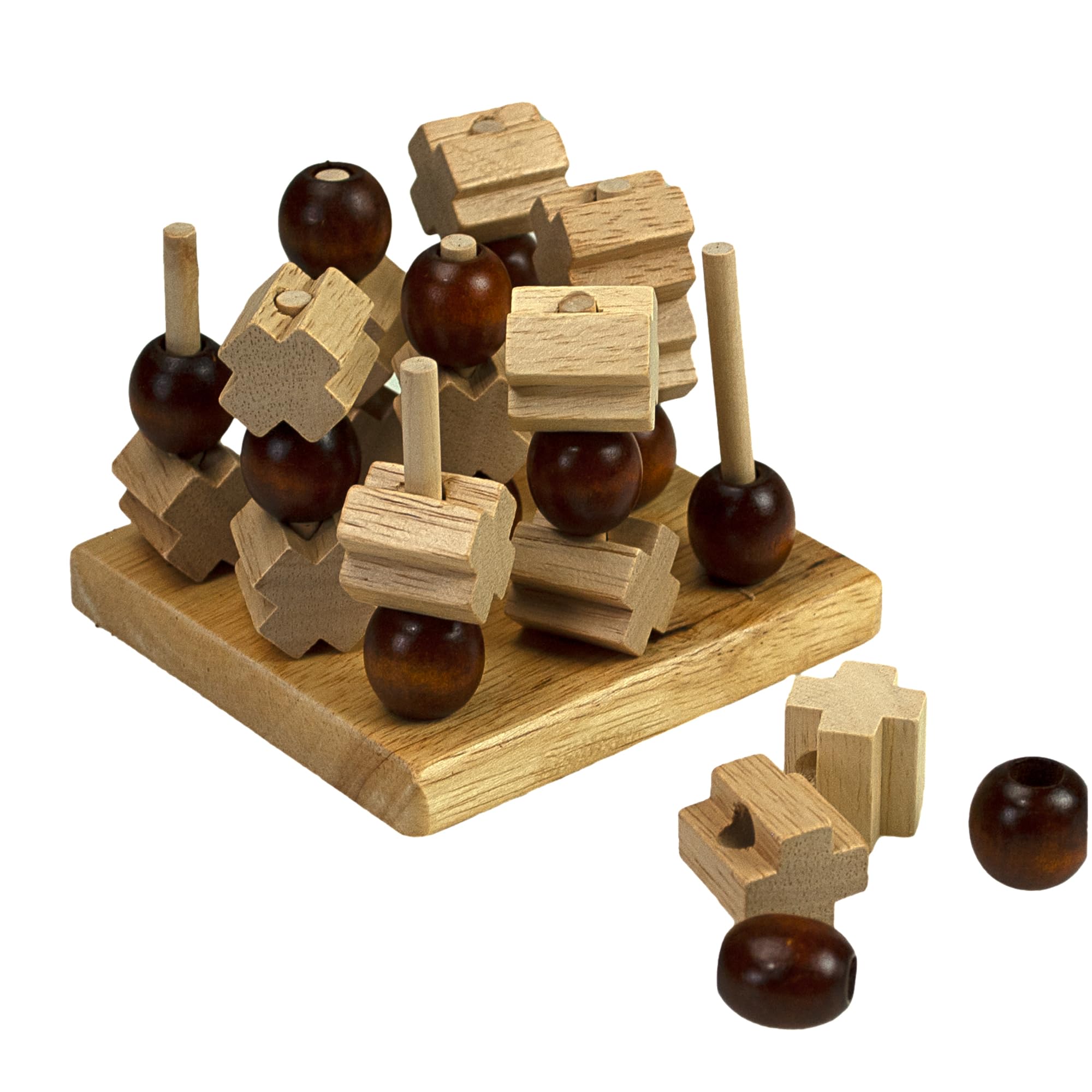 STERLING Games 3D Tic Tac Toe Wooden Strategy Game for Kids & Adults, A Brain Teaser and Classic Family Tic Tac Toe Puzzle Game