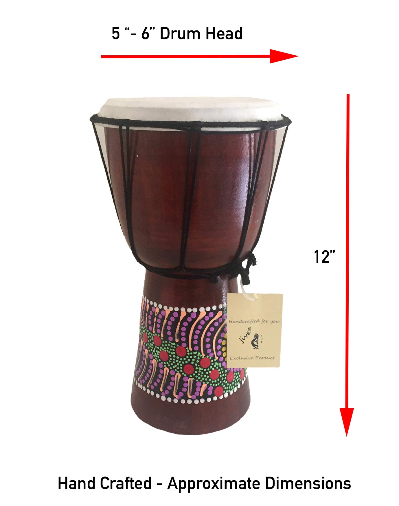 Djembe Drum Bongo Congo African Wood Drum - MED SIZE- 12" High - Professional Sound - NOT MADE IN CHINA