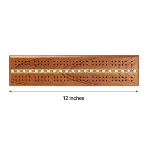 Sterling Games Wooden Cribbage 12 inch Double Track Cribbage Board with Rich Italian Inlaid 2 Players