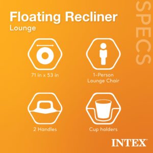 Intex Durable 18 Gauge Vinyl Inflatable Comfortable Pool Float Recliner Lounges with Cup Holders and Heavy Duty Handles (2 Pack)