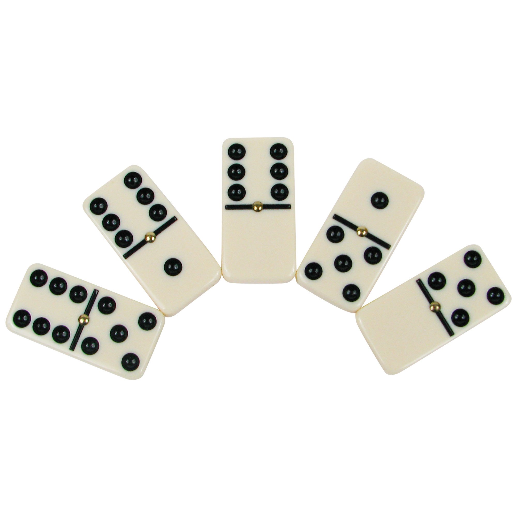 Premium Set of 28 Double Six Dominoes with Wood Case, Brown, 28 Piece (12-2408)