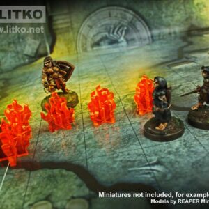 LITKO Flame Marker | Fire Spell Effect Indicator | Plasma | Toxic | Inferno | Blast | Compatible with Dungeons & Dragons, Pathfinder & Tabletop Wargames (Fluorescent Amber, Medium)