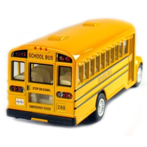 KiNSFUN Classic Long Nose School Bus 5" Die Cast Metal w/ Pull Back Action 12 Pack