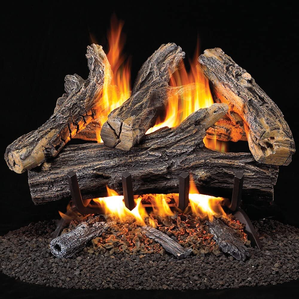 ProCom WAN18N-2 Natural Gas Vented Fireplace Logs Set with Match Light, 45000 BTU, Heats up to 1650 Sq. Ft, Realistic Painted, 18 Inches