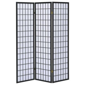 Carrie 3-Panel Folding Screen, Black and White