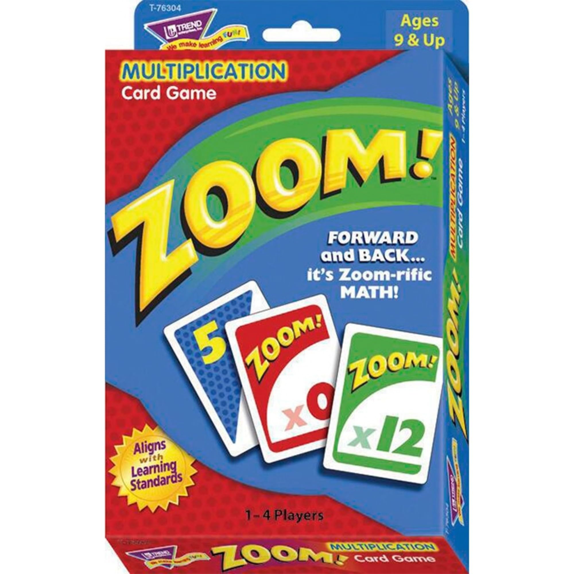 Trend Enterprises: Zoom! Multiplication Card Game, Use Addition Skills, Build Multiplication Skills, Test Probability, Surprise Cards Send Scores to Zero, 1 to 4 Players, for Ages 9 and Up