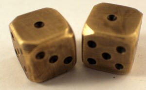 solid brass pair dice antique finish