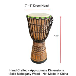 Djembe Drum Bongo Congo African Wood Drum Hand Carved Painted Percussion Drum Adults - Professional Quality 16" High