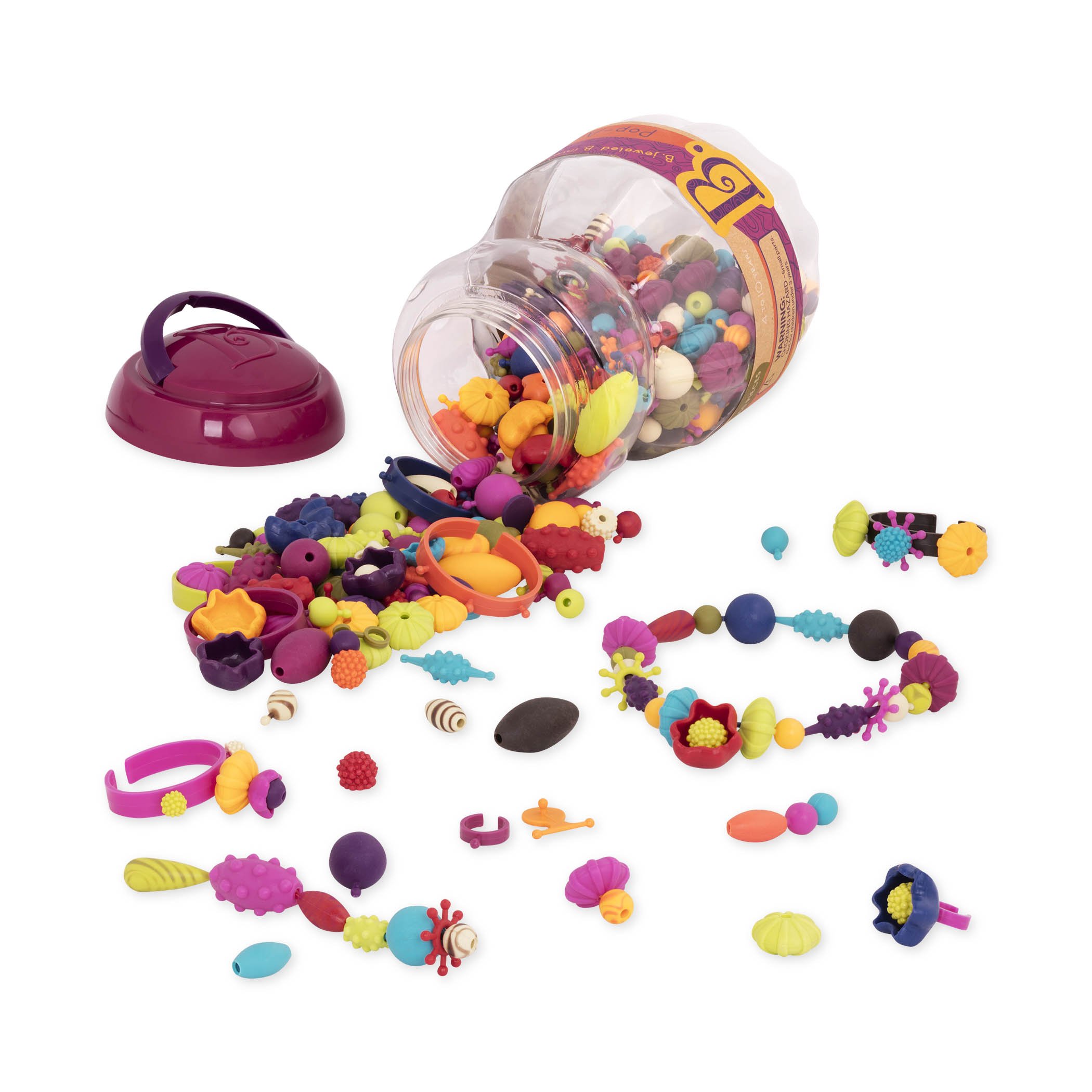 B. toys – Pop Arty! 500 Pcs- Jewlery Making Kit- Creative Pop Snap Bead Set for Kids –DIY Craft Jewelry Making Kit –Necklaces, Rings, Bracelets – 4 Years +