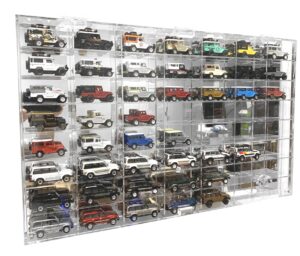 hot 56 compartment 1/64 scale toy cars wheels matchbox display case stand wall diecast model car cabinet w/door -ahw64-56