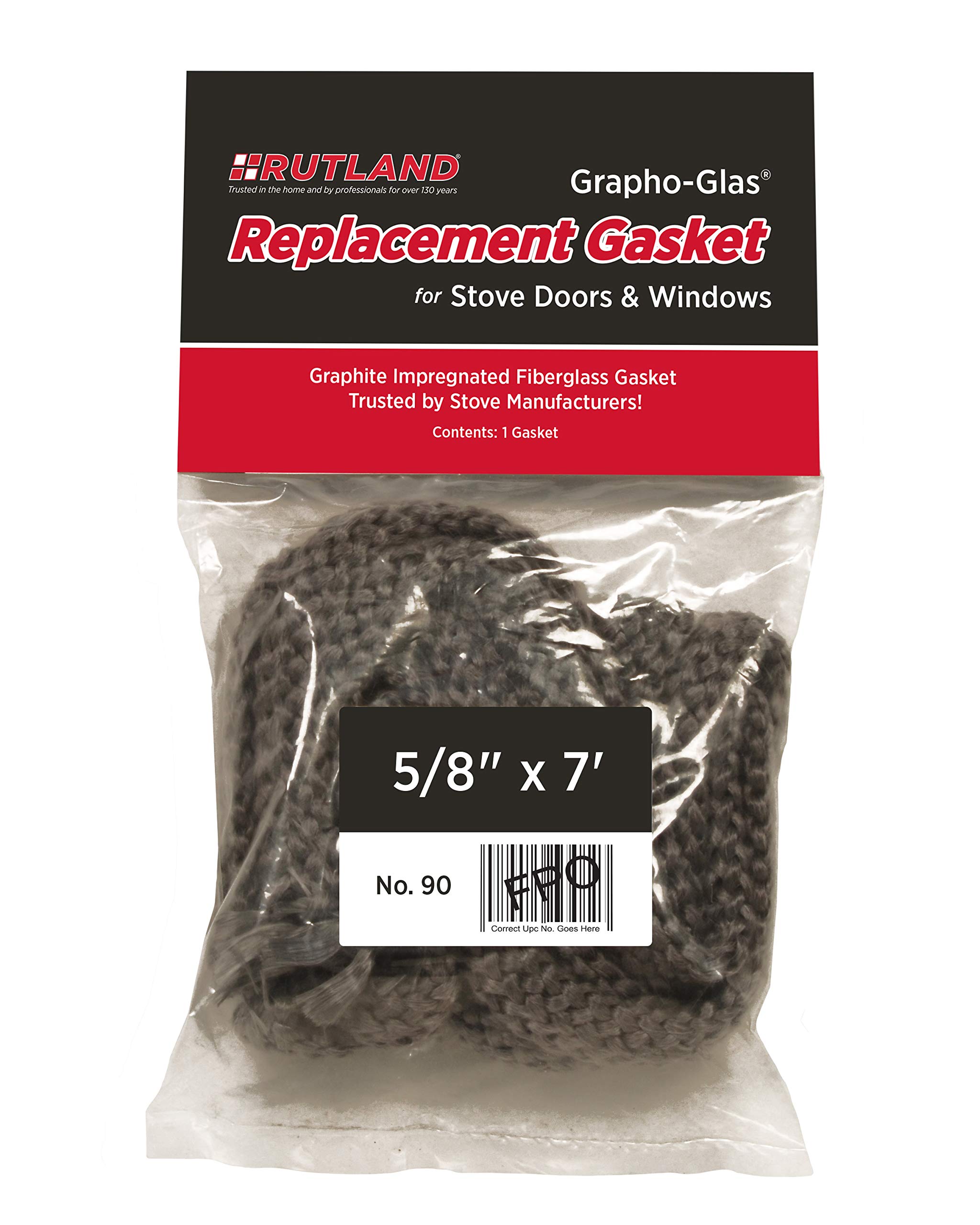 Rutland Grapho-Glas Woodstove Flat Gasket for Fireplace, 5/8 by 84-Inch