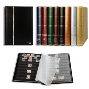 prophila stamp album stockbook 60 black sides, leatherette padded black cover