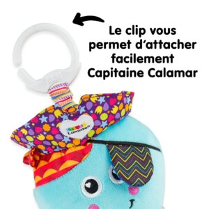 Lamaze Clip On Car Seat and Stroller Toy - Captain Calamari - Crinkle Car Seat Toys and Stroller Toys - Sensory Toys for Babies - Travel Toys for Car - Infant Toys Ages 0 Months and Up