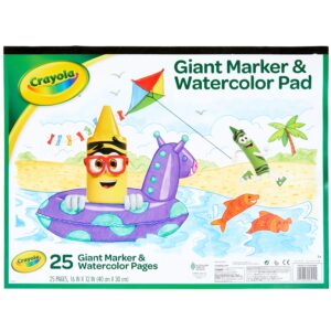 crayola giant marker and watercolor pad, kids art supplies, gift , white includes 1 pad (25 sheets)