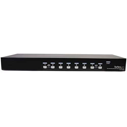 StarTech.com 8 Port VGA KVM Switch - 1U Rack Mount - USB VGA KVM Switch with Audio - 1920 x 1440, TAA @60hz - KVM Video Switch (SV831DUSBAU)