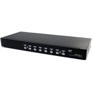 startech.com 8 port vga kvm switch - 1u rack mount - usb vga kvm switch with audio - 1920 x 1440, taa @60hz - kvm video switch (sv831dusbau)