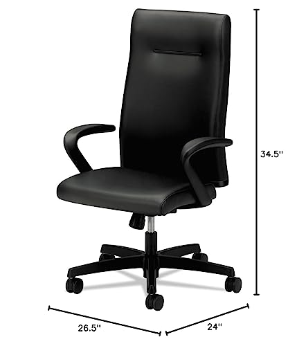 Hon Executive High-Back Chair, 27 by 38 by 47-1/2-Inch, Black Leather