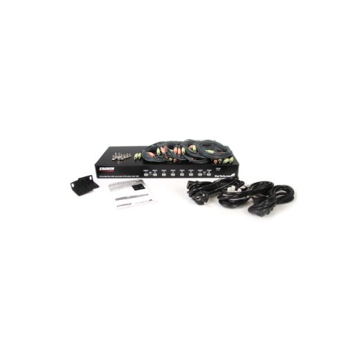 StarTech.com 8 Port VGA KVM Switch - 1U Rack Mount - USB VGA KVM Switch with Audio - 1920 x 1440, TAA @60hz - KVM Video Switch (SV831DUSBAU)