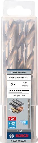 Bosch 2608595081 Metal Drill Bit Hss-G 12mmx3.98inx5.94In 5 Pcs