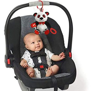 Genius Baby Toys Panda Soft Sensory Toy with Teething Ring for Baby, Attaches to Stroller, 8"