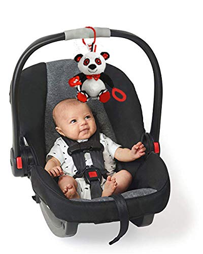 Genius Baby Toys Panda Soft Sensory Toy with Teething Ring for Baby, Attaches to Stroller, 8"