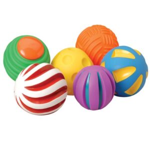 constructive playthings easy-grip tactile balls for toddlers, multicolor (set of 6)