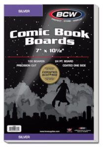 bcw silver age backing boards - 1 pack (100 total) | certified acid-free, 7x10.5 inches | safeguard your valuable silver and bronze age comics