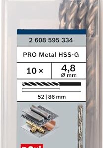 Bosch 2608595334 Metal Drill Bit Hss-G 4, 8mmx52mmx3.39In 10 Pcs