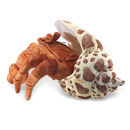 Folkmanis Hermit Crab Hand Puppet, Orange; Cream; Brown, 1 EA