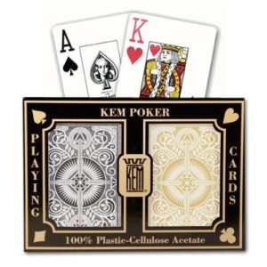 arrow black and gold kem cards wide jumbo 2-pack - playing cards 100% plastic kem