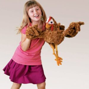 Folkmanis Chicken Two-Handed Puppet, Orange-red, 1 EA